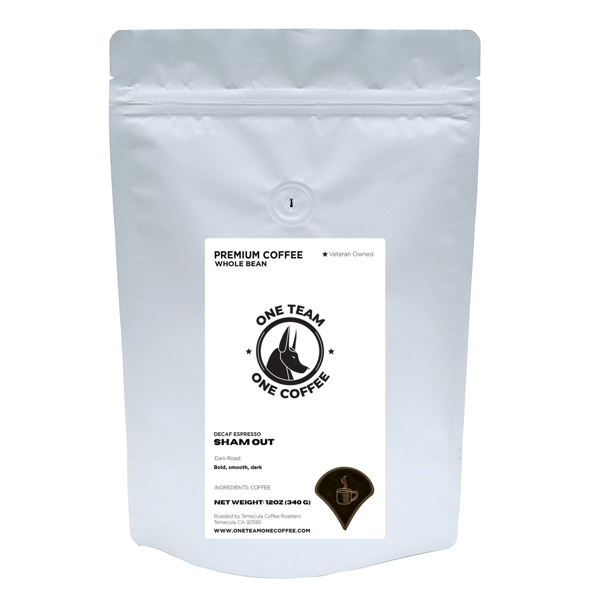 Sham Out Decaf Espresso – Swiss Water Dark Roast | One Team Coffee ...